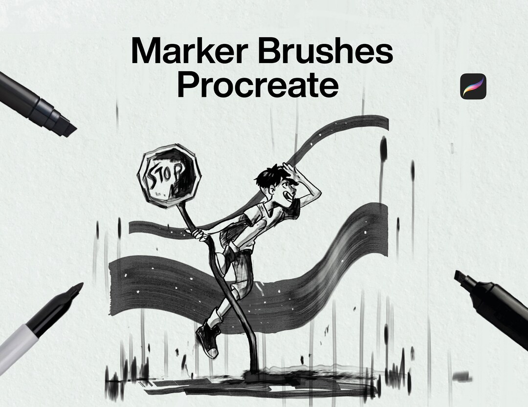 10 Marker Brushes Procreate | Dry Marker Procreate Brush, Brush ...