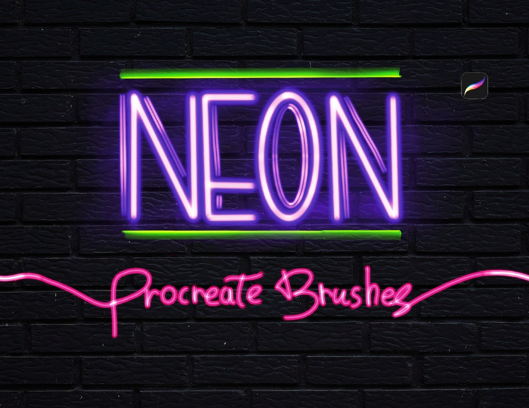 10 Neon Brushes Procreate | Neon Tube Brush, Neon Light Brushes, Sign ...