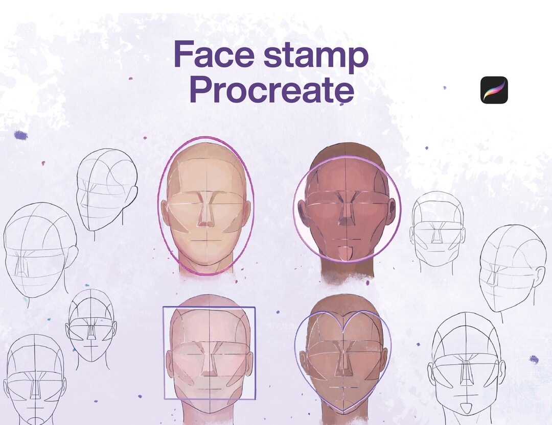 10 Face Shape Procreate| Procreate Body Stamps, Procreate Portrait ...