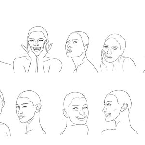 10 Woman Face Stamps Procreate | Procreate Portrait Guide Stamps | Head ...