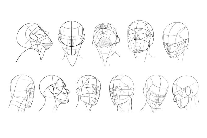 10 Procreate Portrait Stamps | Head Guide Stamps Skin Eye Brushes Brush ...
