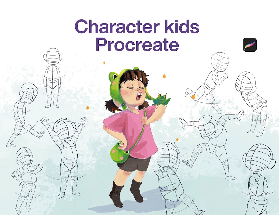 10 Character Kids Stamps Procreate Brush Guide Brushes Kid - Etsy