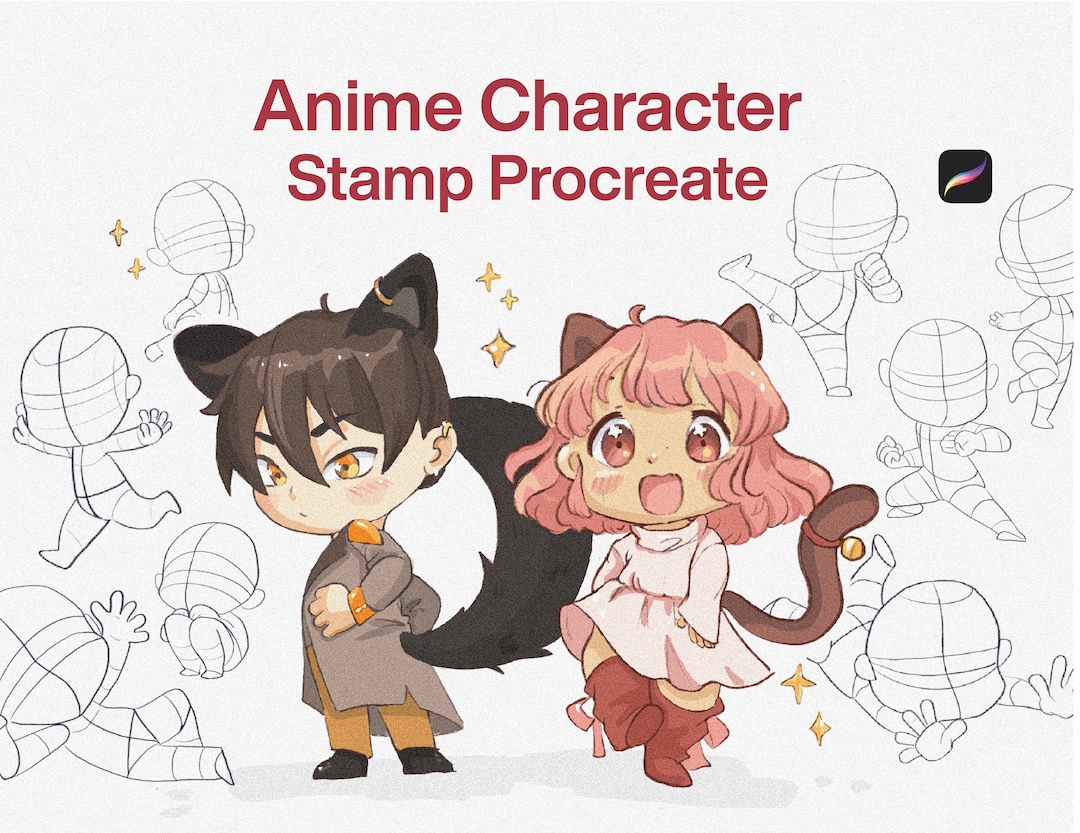 10 Anime Character Stamp Procreate | Brush Guide Brushes Kid Beginner ...
