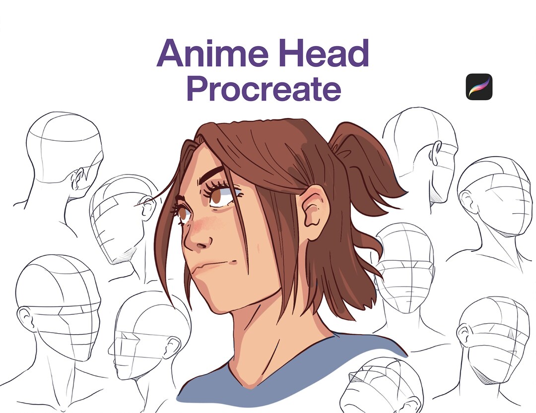10 ANIME HEAD Stamps Procreate | Head Guide Stamps Face Brushes Brush ...