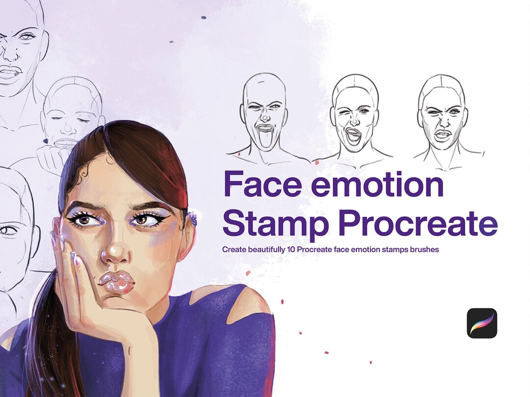 10 Face Emotion Stamps Procreate | Pose Procreate Brushes, Procreate ...