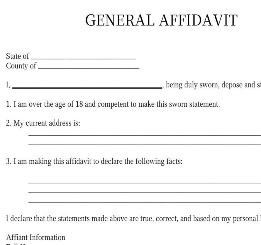 General Affidavit W/ Instructions Page - Etsy