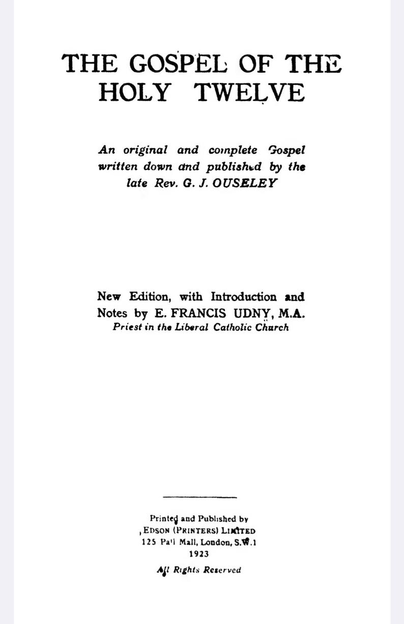 The Gospel of the Holy Twelve | Rev. G.J. Ouseley - Etsy