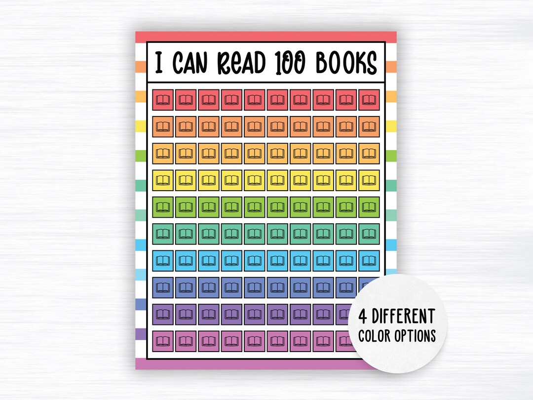 Printable Kids Book Tracker, 100 Book Challenge, Elementary School ...