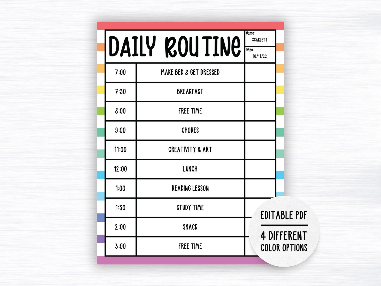 Editable Daily Routine Printable Daily Routine - Etsy Australia