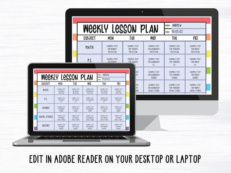 Editable Weekly Lesson Plan, Printable Simple School Schedule, Weekly ...