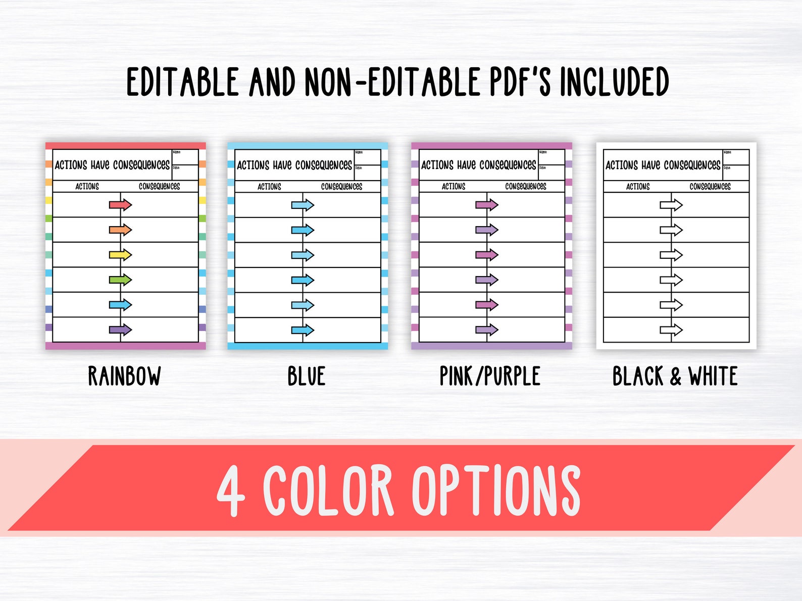 Editable Behavior Consequence Chart PDF, Consequence for My Own Action ...