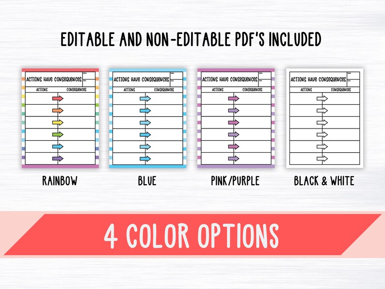 Editable Behavior Consequence Chart PDF, Consequence for My Own Action ...