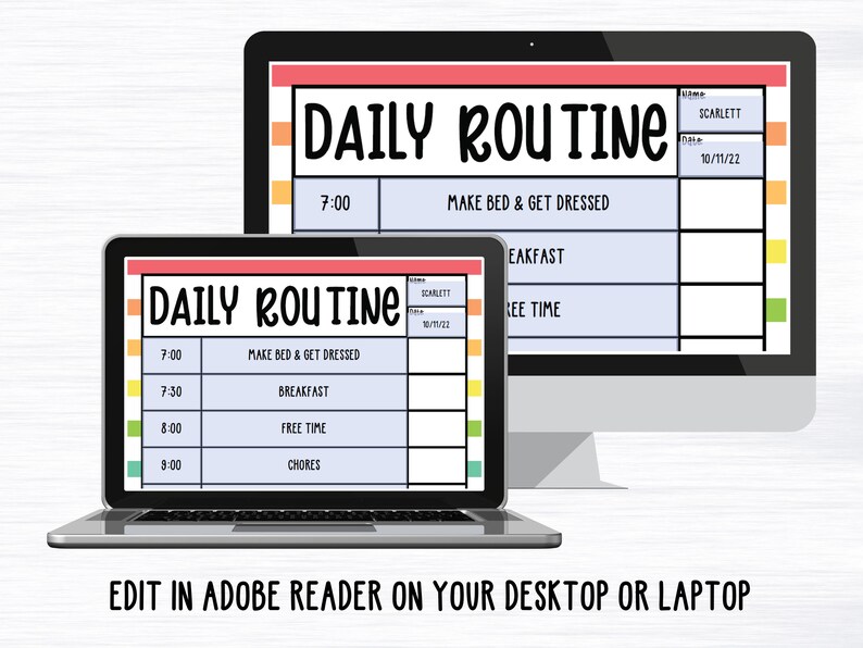 Editable Daily Routine Printable Daily Routine - Etsy Australia