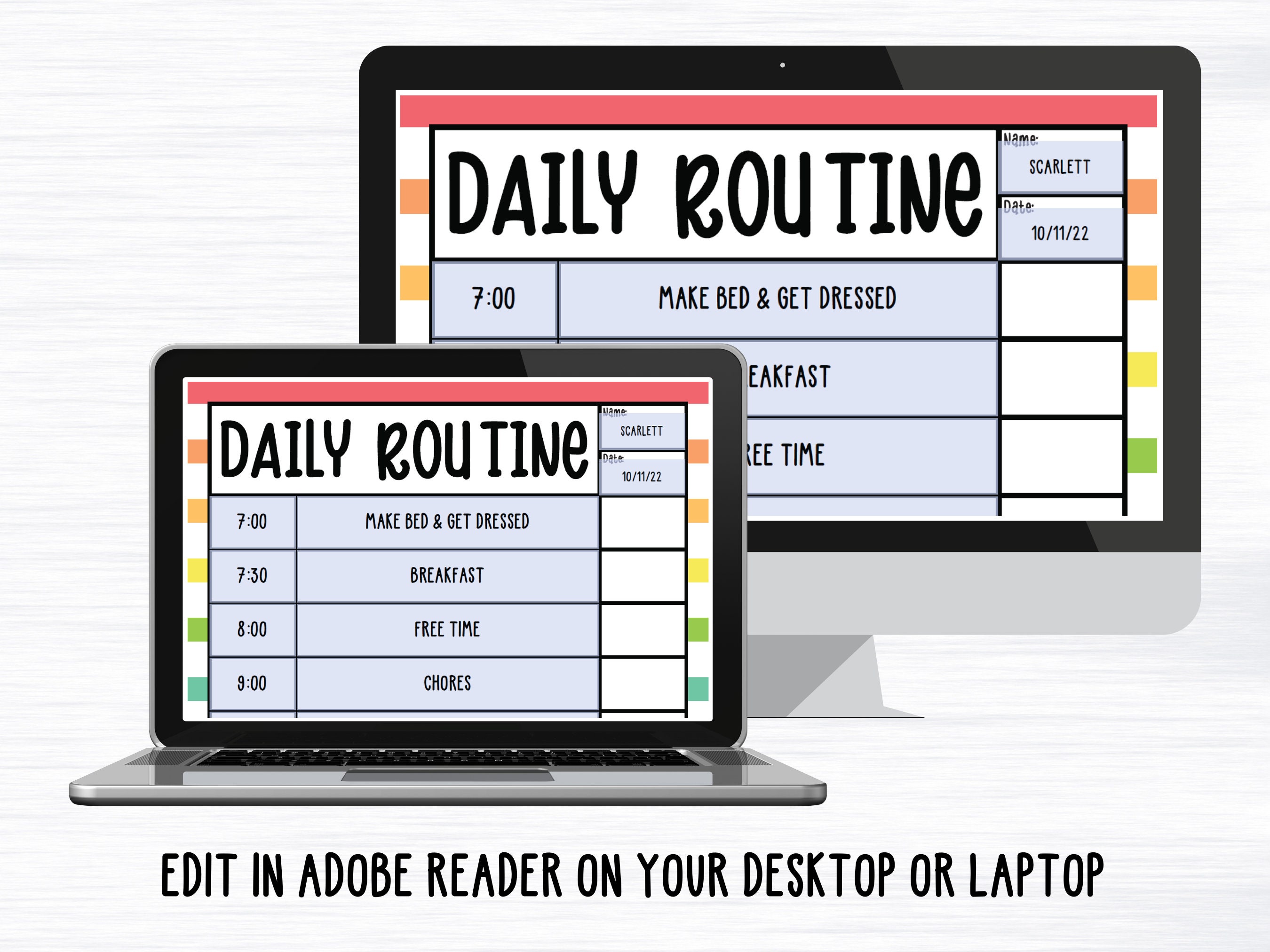 Editable Daily Routine, Printable Daily Routine, Responsibility Chart ...