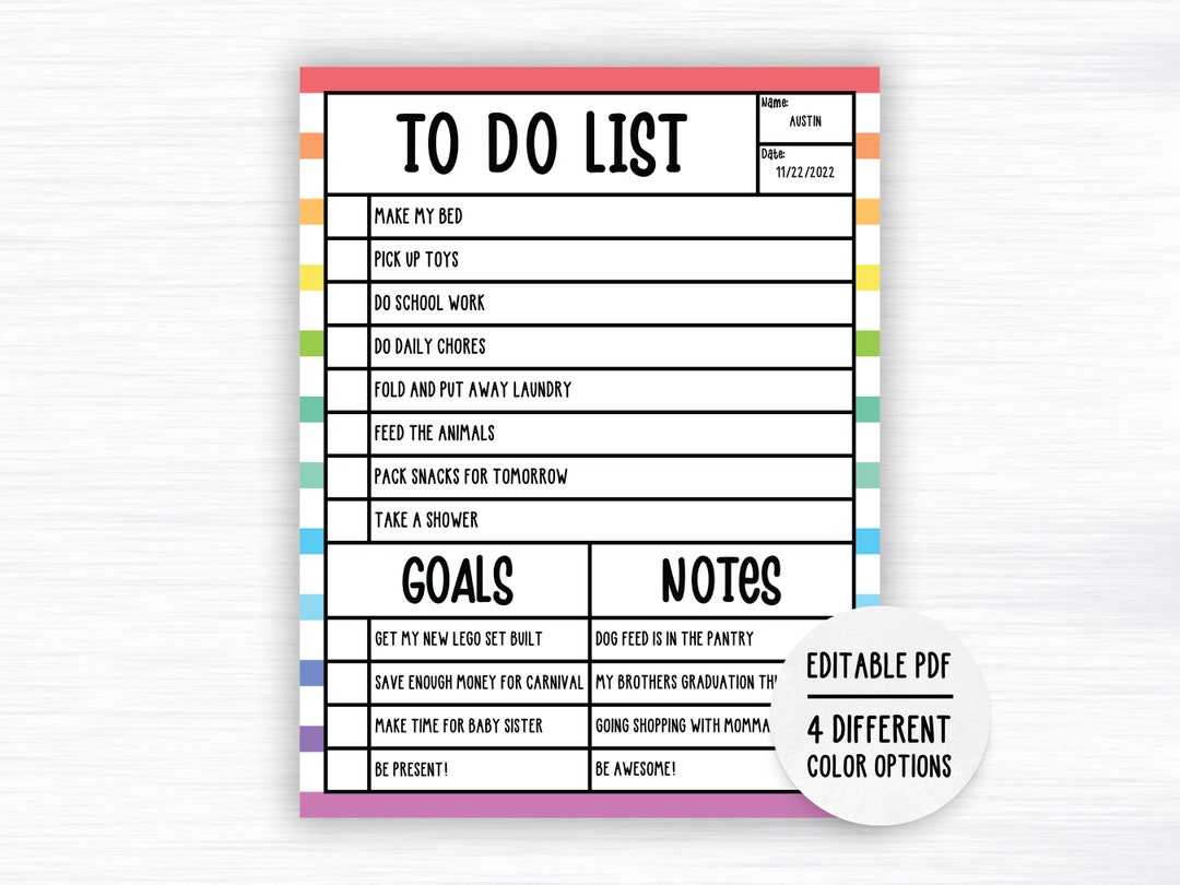 Editable to Do List, Daily, Weekly to Do Planner Checklist, Us Letter ...