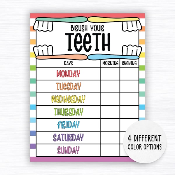 Tooth Brushing Chart - Etsy