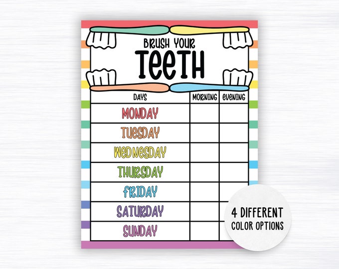 Teeth Brushing Chart / DIGITAL / I Brushed My Teeth / Kids Brushing ...