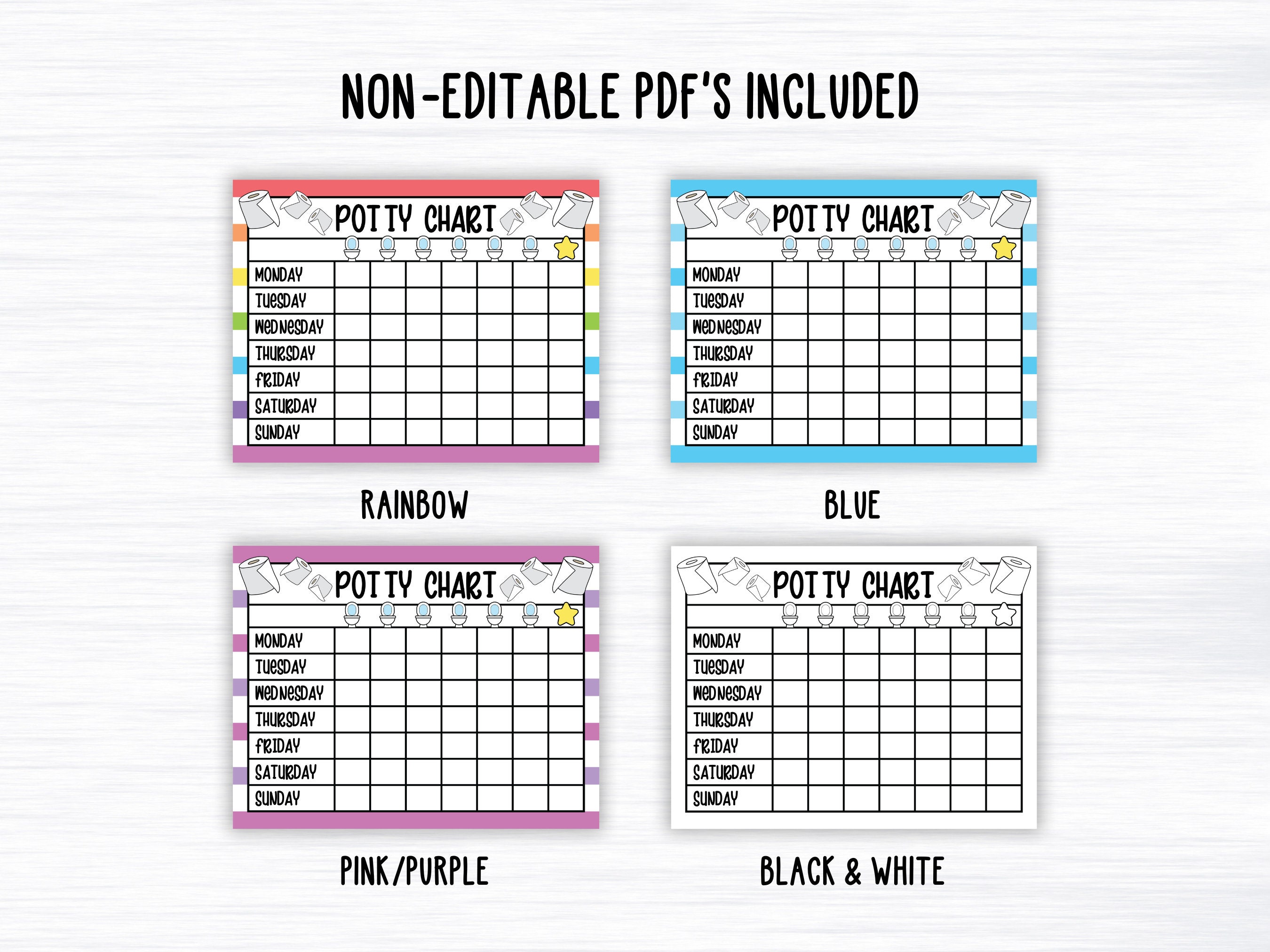 Potty Training Chart, Potty Chart for Girls and Boys, Potty Training ...
