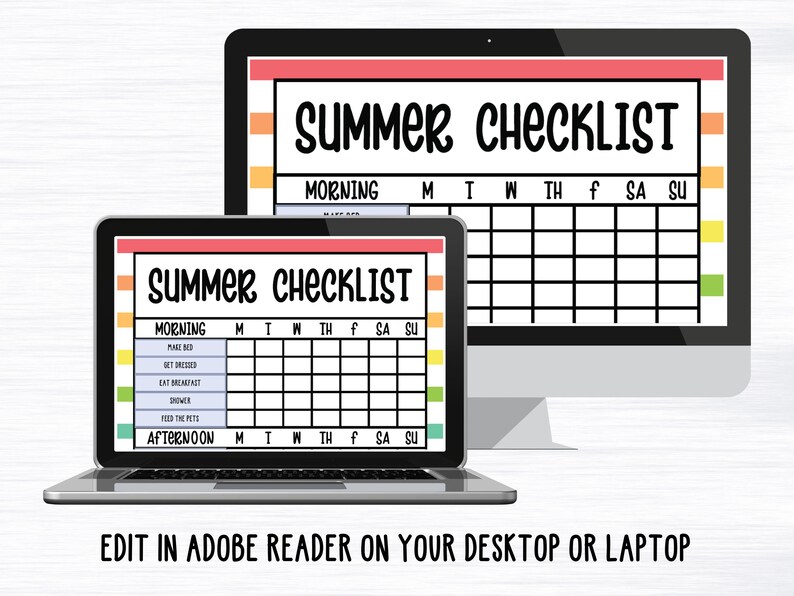 Editable Chore Chart, Printable Summer Daily Checklist for Kids, Chore ...