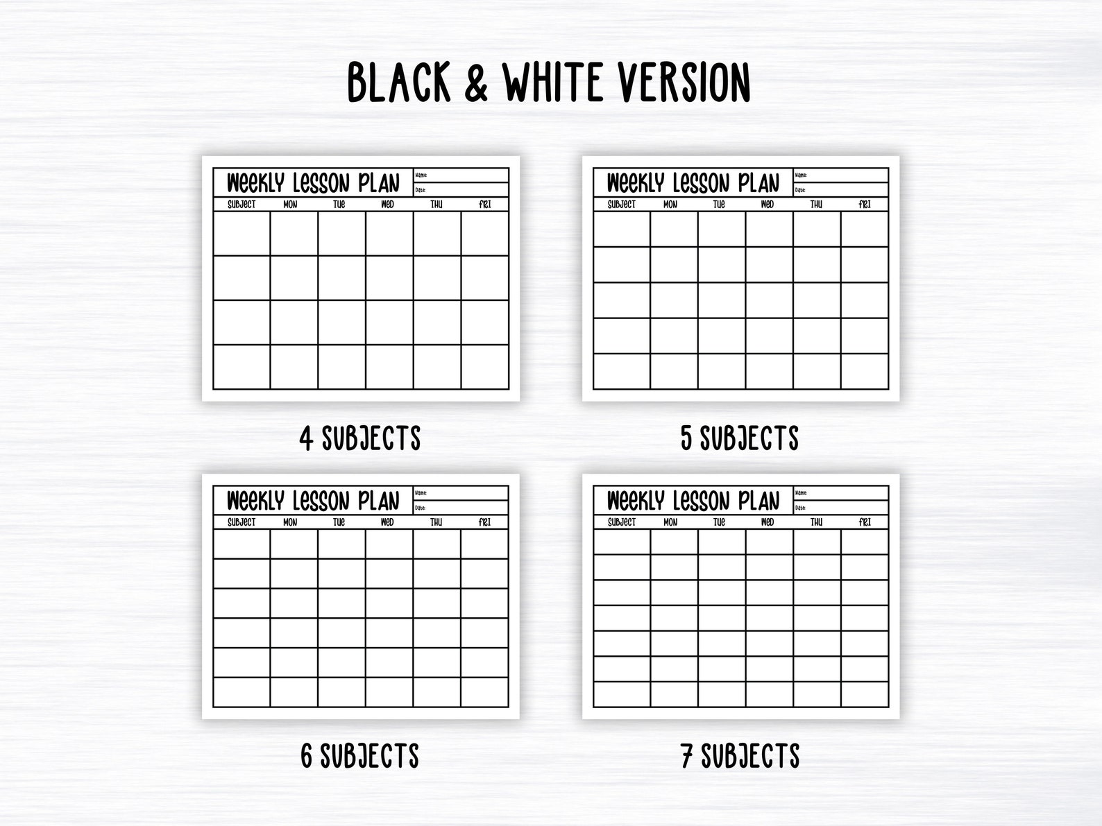 Editable Weekly Lesson Plan, Printable Simple School Schedule, Weekly ...