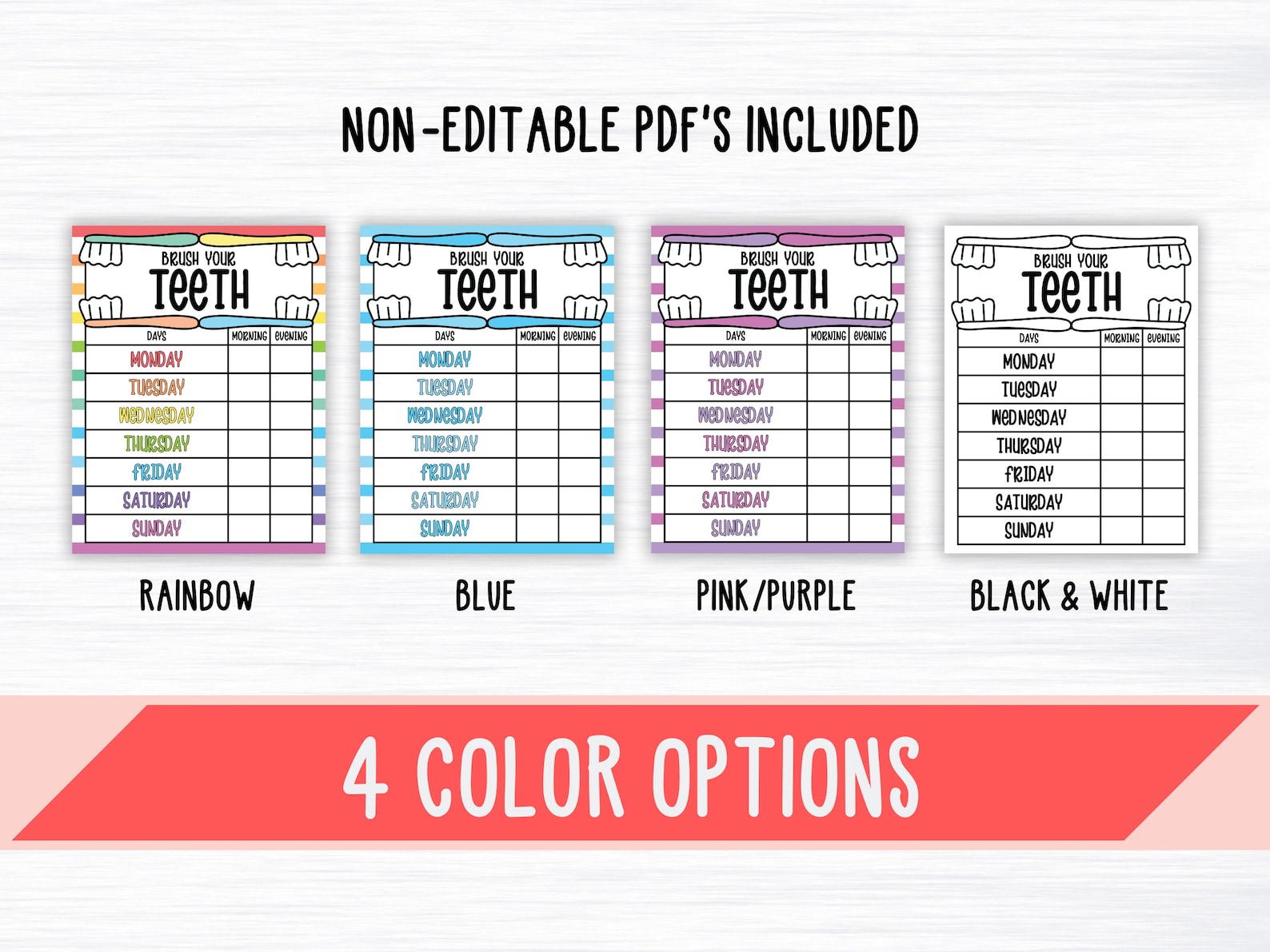 Brush Teeth Printable, Brush Teeth Chart, Toddler Brushing, Teeth ...