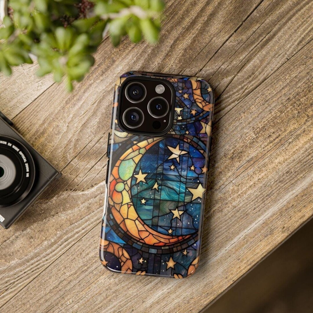 Celestial Stained Glass Phone Case, Celestial Phone Case, Moon Phone ...