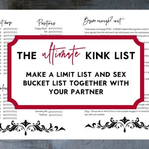 Ultimate Kink List of Kinks and Fetishes, Sex Bucket List, Sex Games, BDSM Sex Game, Kinklist ...