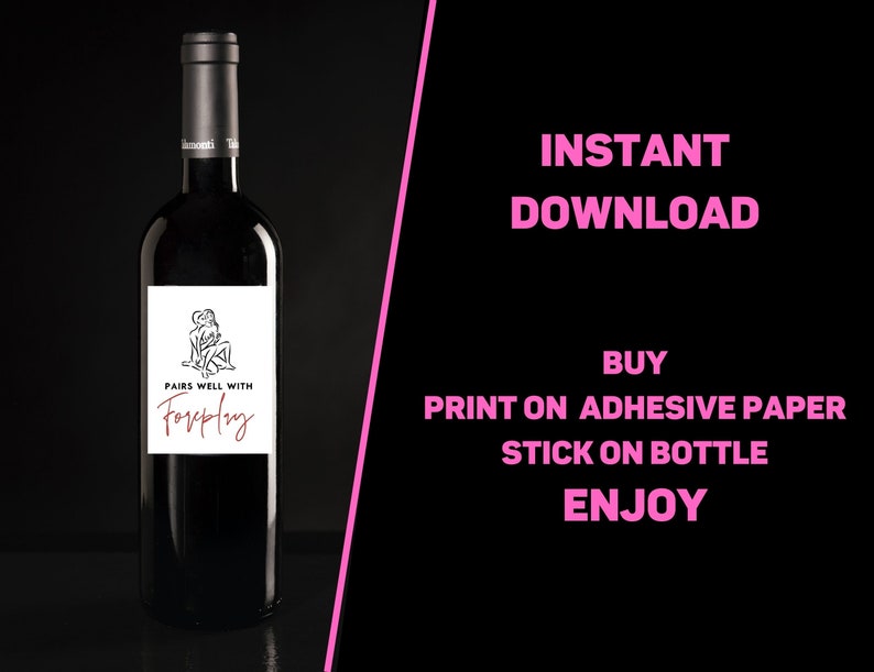Sexy Wine Label, Pairs Well With Foreplay - Etsy