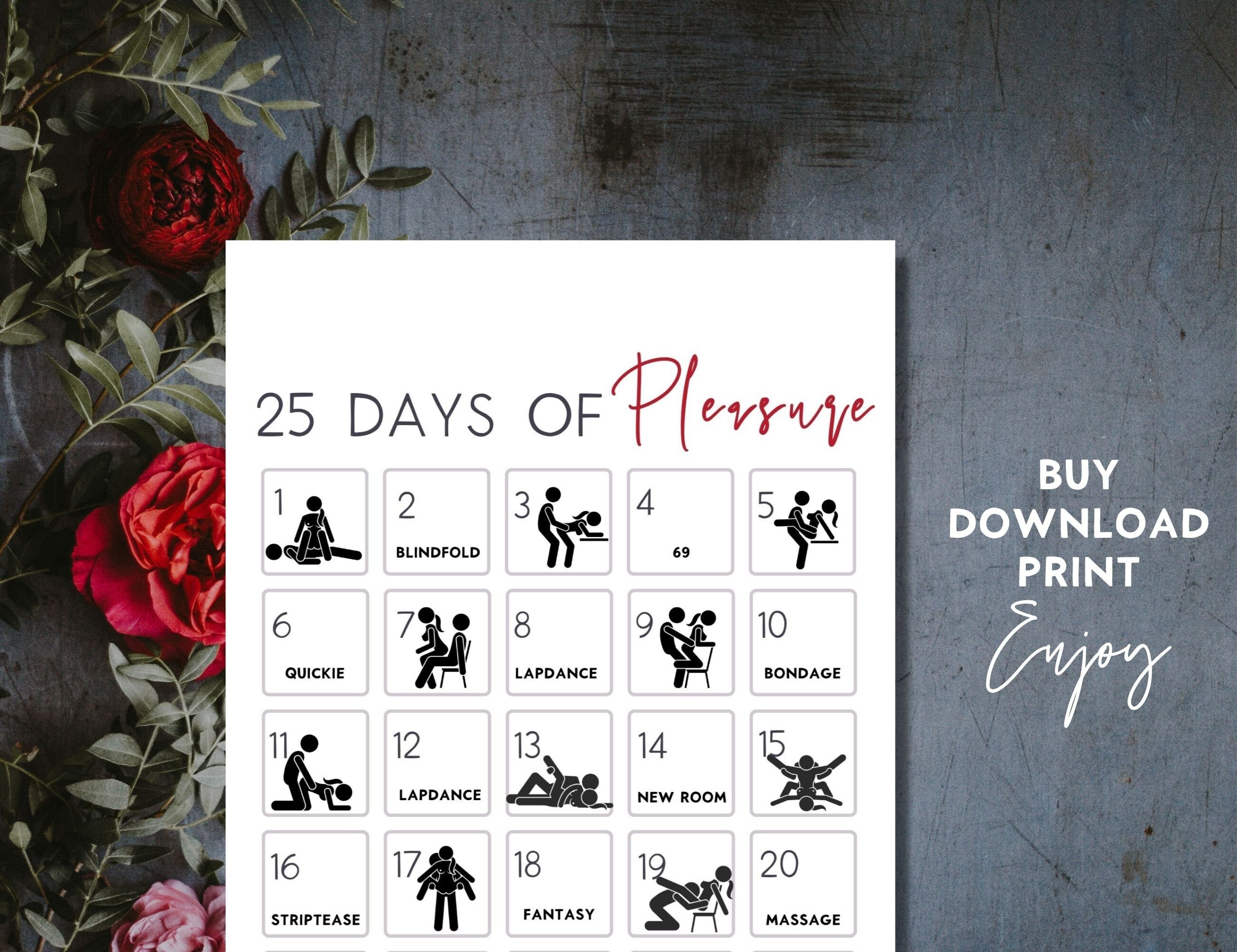 Sexy Advent Calendar For Couples Sex Challenge Printable Sex Game