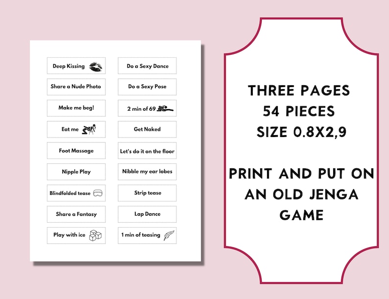 Sex Jenga Game Printable Sex Games Sexy Jenga Game Swingers Game