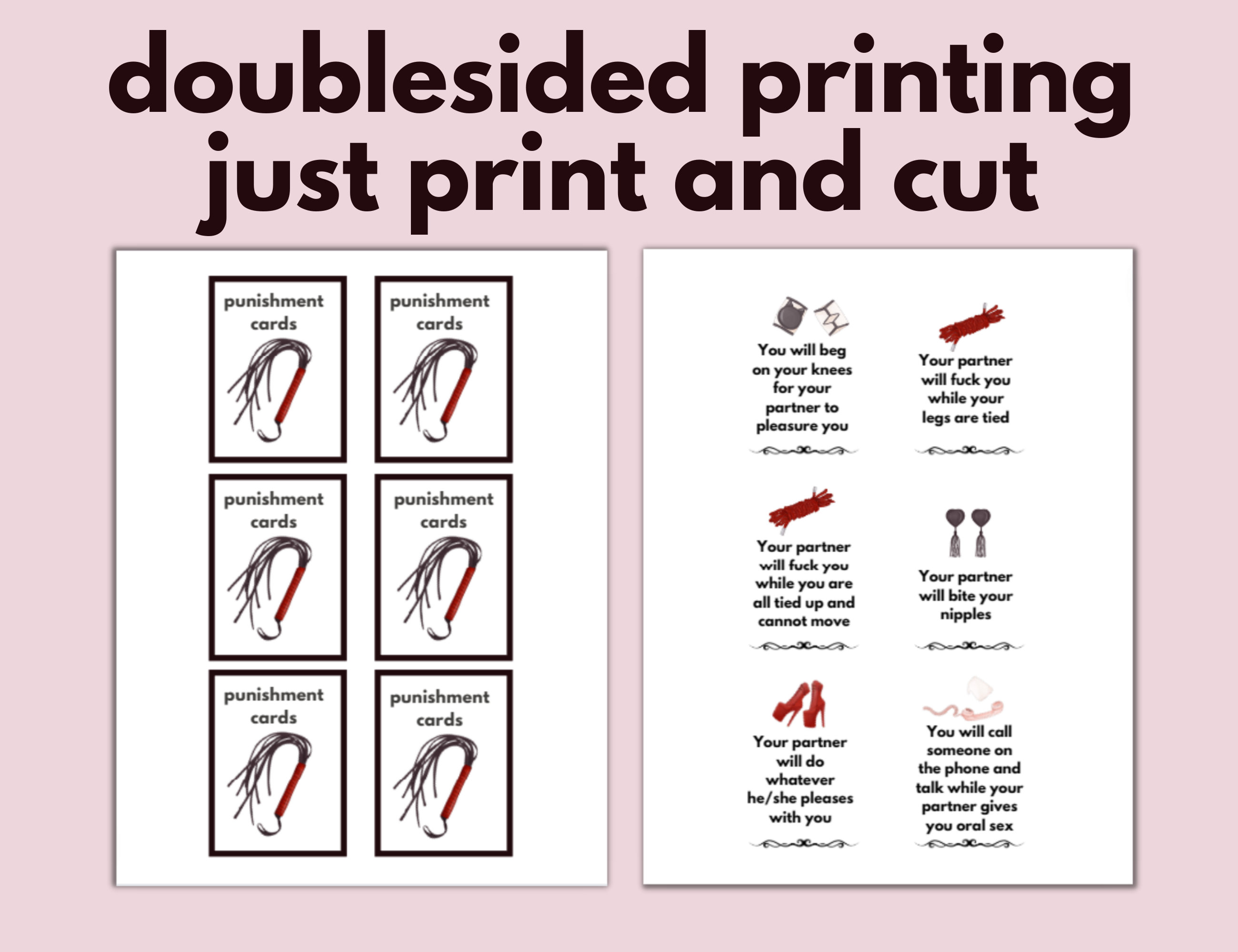 BDSM Game, Punishment Cards, Printable Sex Game, BDSM Punishments, Kink List, Kinky Game, Femdom ...