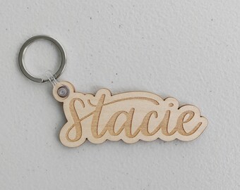 Custom Wooden Name Keychain - Etsy