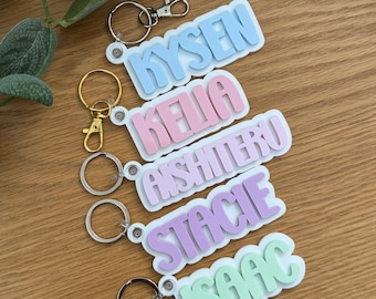 Personalized Layered Acrylic Name Keychain, Backpack Name Keychain ...