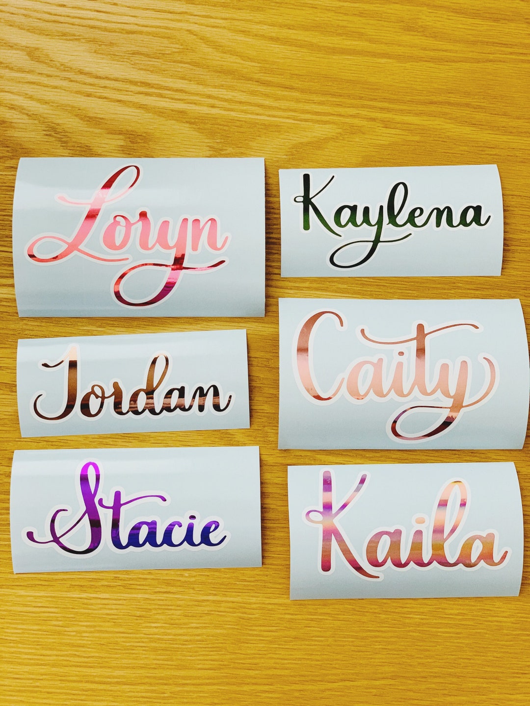 Custom Double Layered Vinyl Name Decal - Chrome & Holographic - Etsy