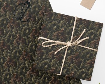 Cute Cryptids Gift Wrap Sasquatch Wrapping Paper Whimsical Gift Wrap ...
