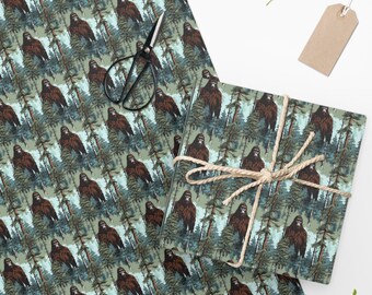 Cute Cryptids Gift Wrap Sasquatch Wrapping Paper Whimsical Gift Wrap ...