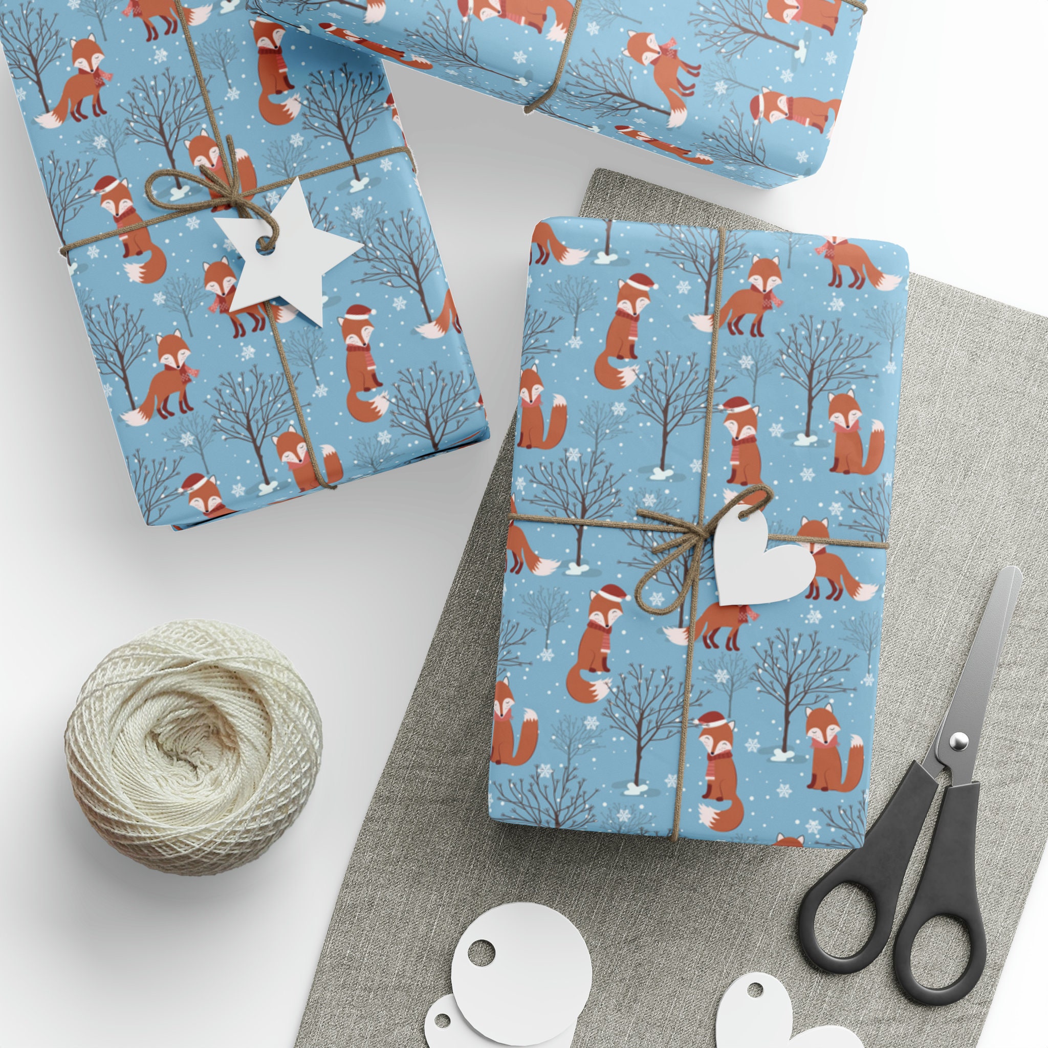 Enchanted Winter Fox Wrapping Paper Fox Lover Gift Holiday Gift Wrap 3 ...
