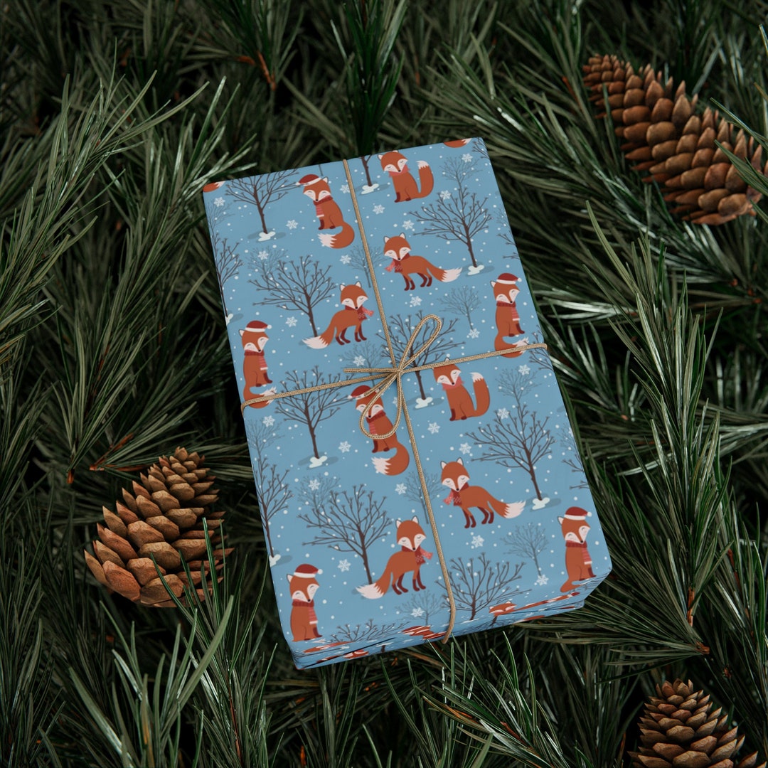 Enchanted Winter Fox Wrapping Paper Fox Lover Gift Holiday Gift Wrap 3 ...