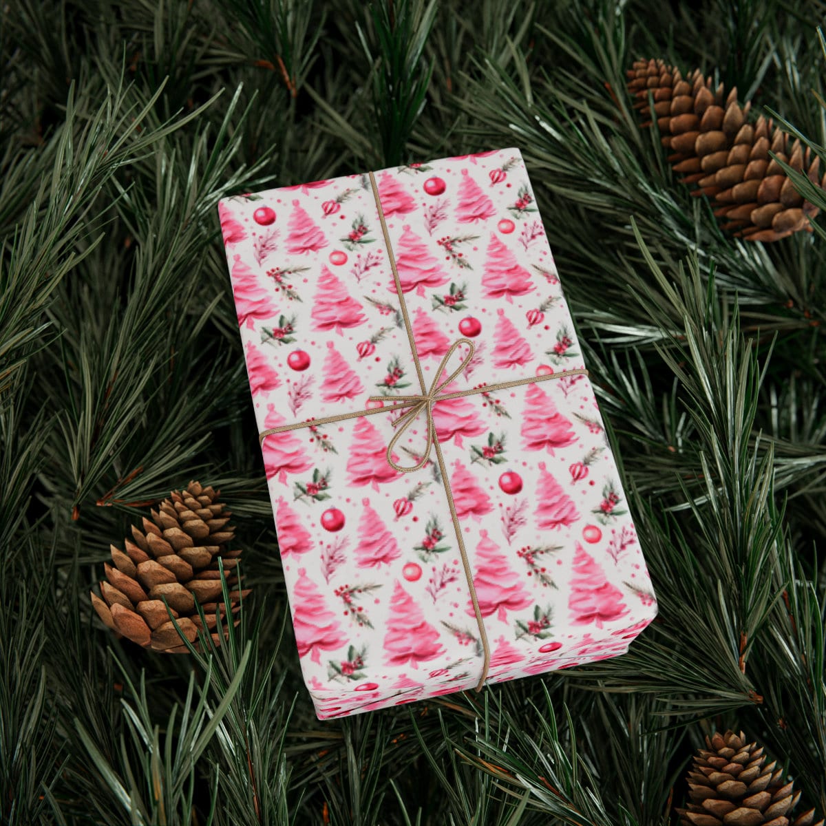 Pink Christmas Gift Wrap | Pink Holiday Wrapping Paper | Xmas Gift ...