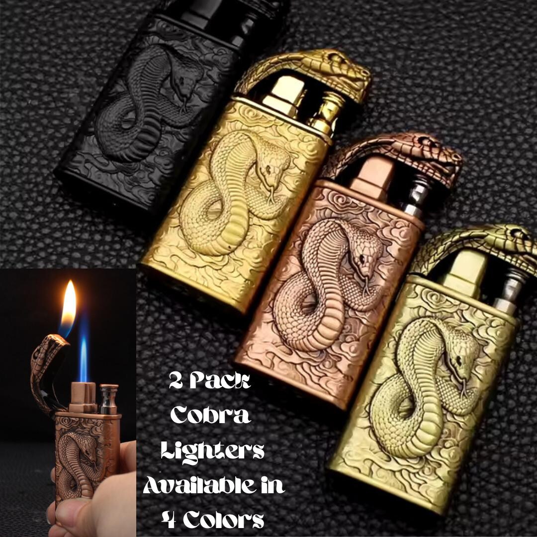 2 Pack Cobra Lighters | Refillable Jet Flame Torch Lighters | Unique ...