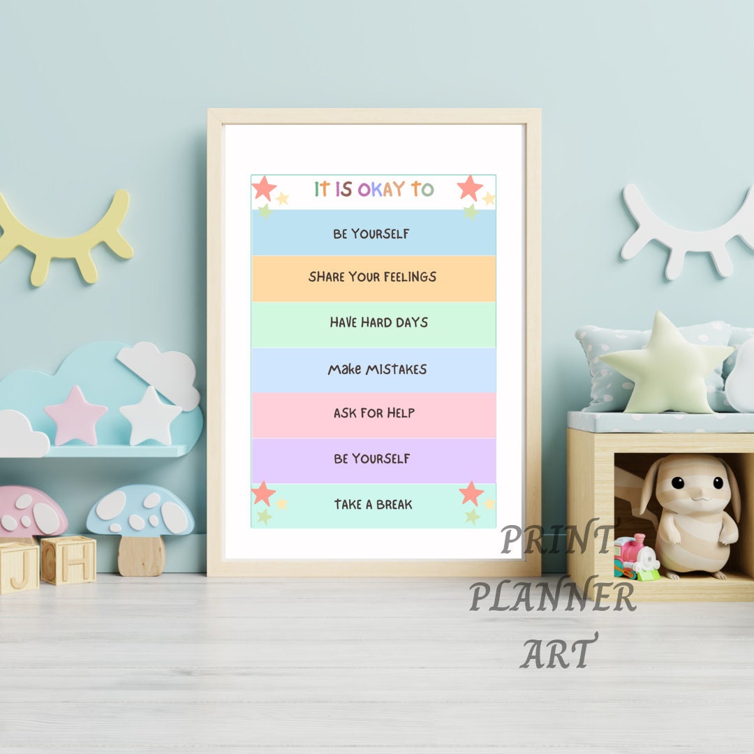 It's Okay to Not Be Okay Poster, Playroom Wall Art Decor, Digital ...