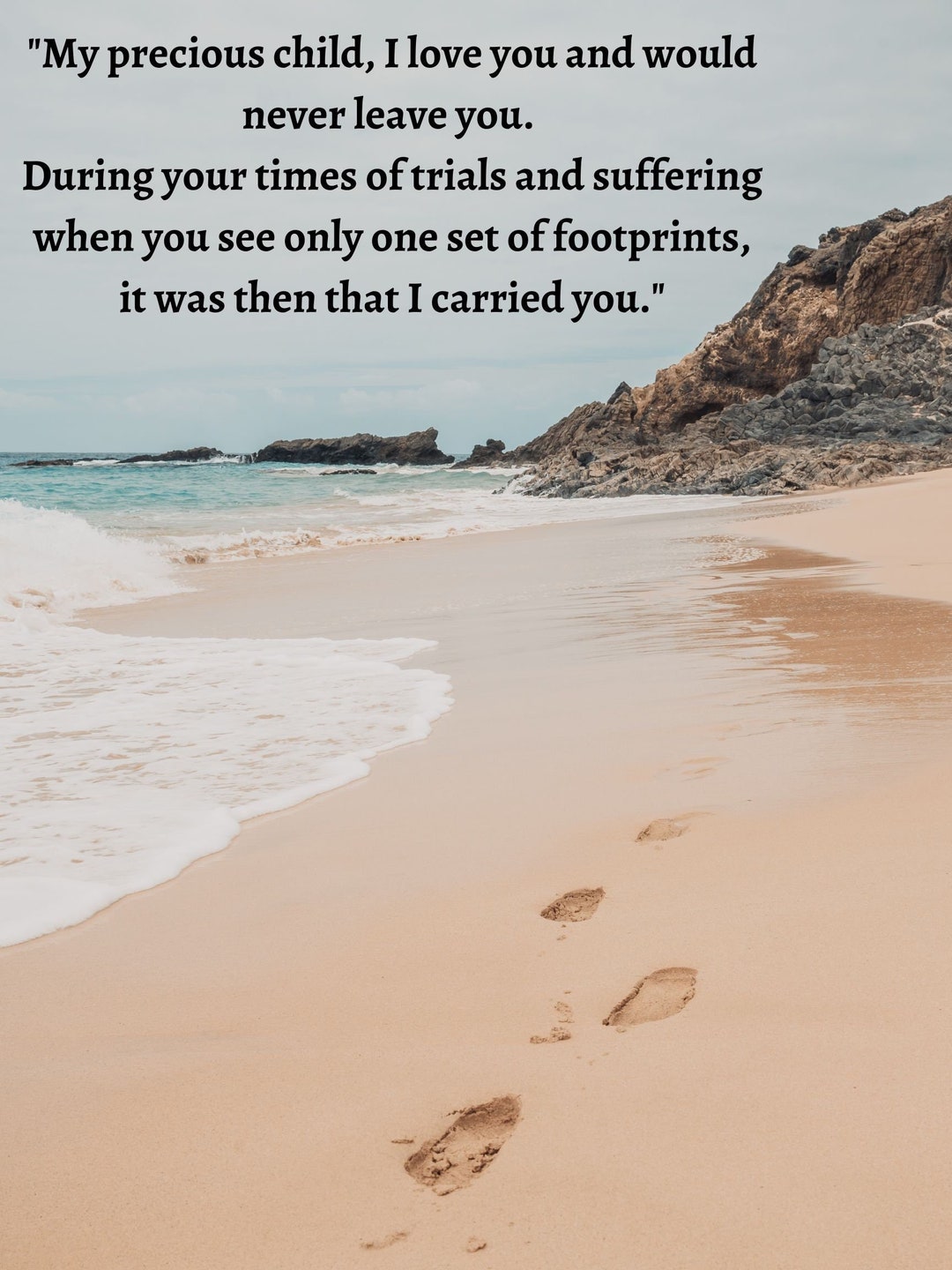 Footprints in the Sand Quote - Wall Art- Religious - Wall Decor - I ...