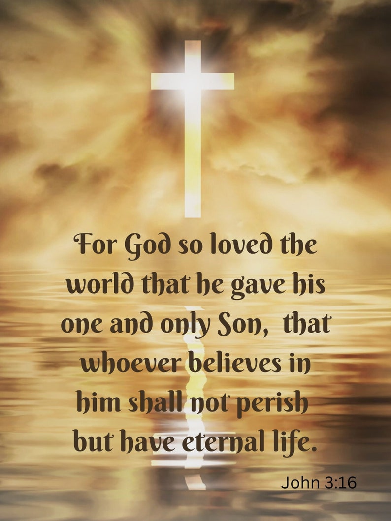 Bible Scripture John 3:16 Golden Cross Wall Art, Christian Decor - Etsy
