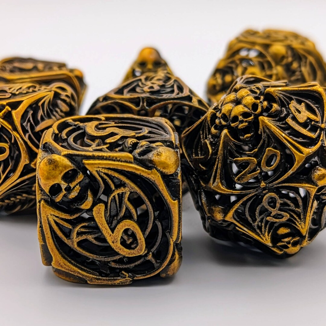 Skull Macabre Metal Memento Mori Dice Sets for D&D and Ttrpgs - Etsy