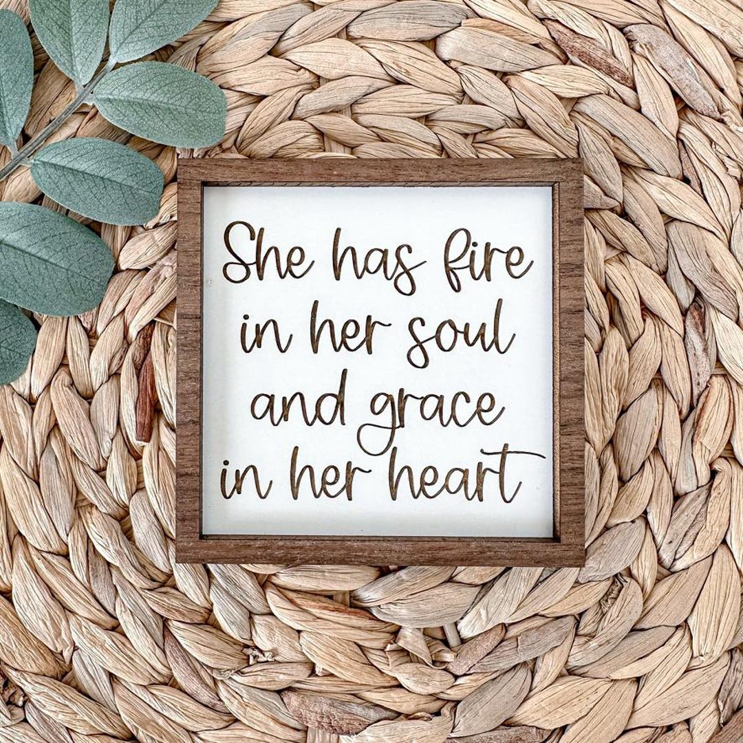 She Has Fire in Her Soul Mini Wood Sign, Womens Office Decor, Best ...