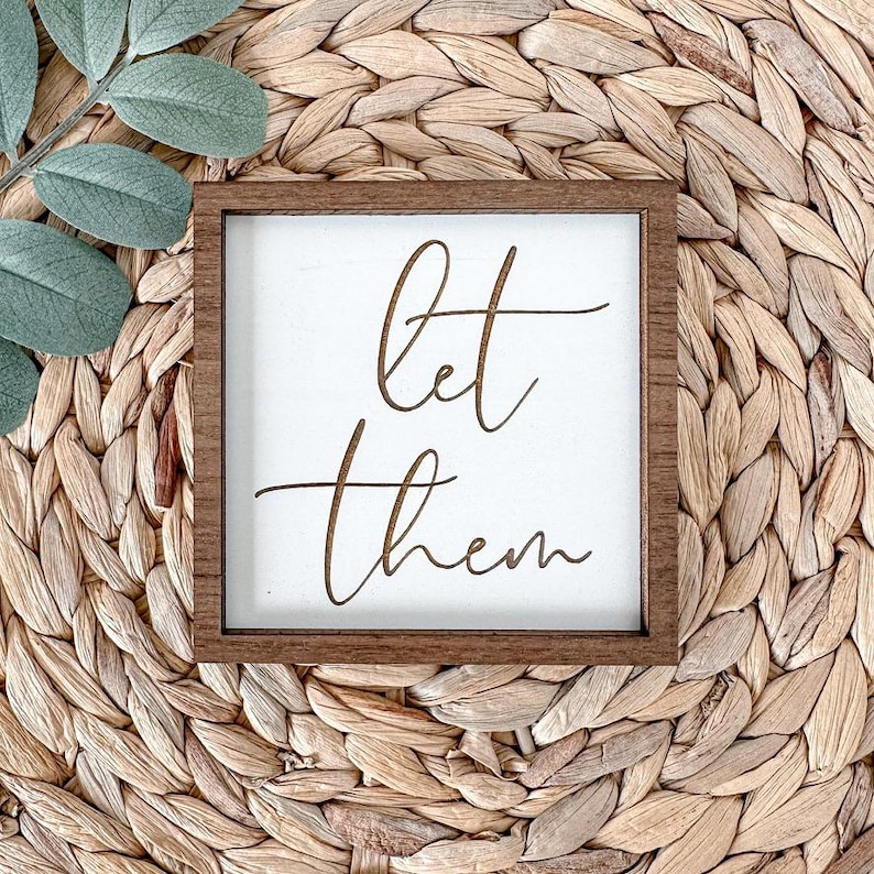 Let Them Mini Wood Sign: Walnut Frame Desk Decor - Etsy