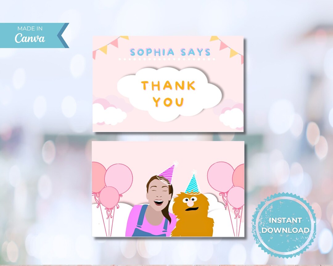 Ms Rachel Thank You Cards, Birthday Party Invites, Mrs Rachel, Song for ...