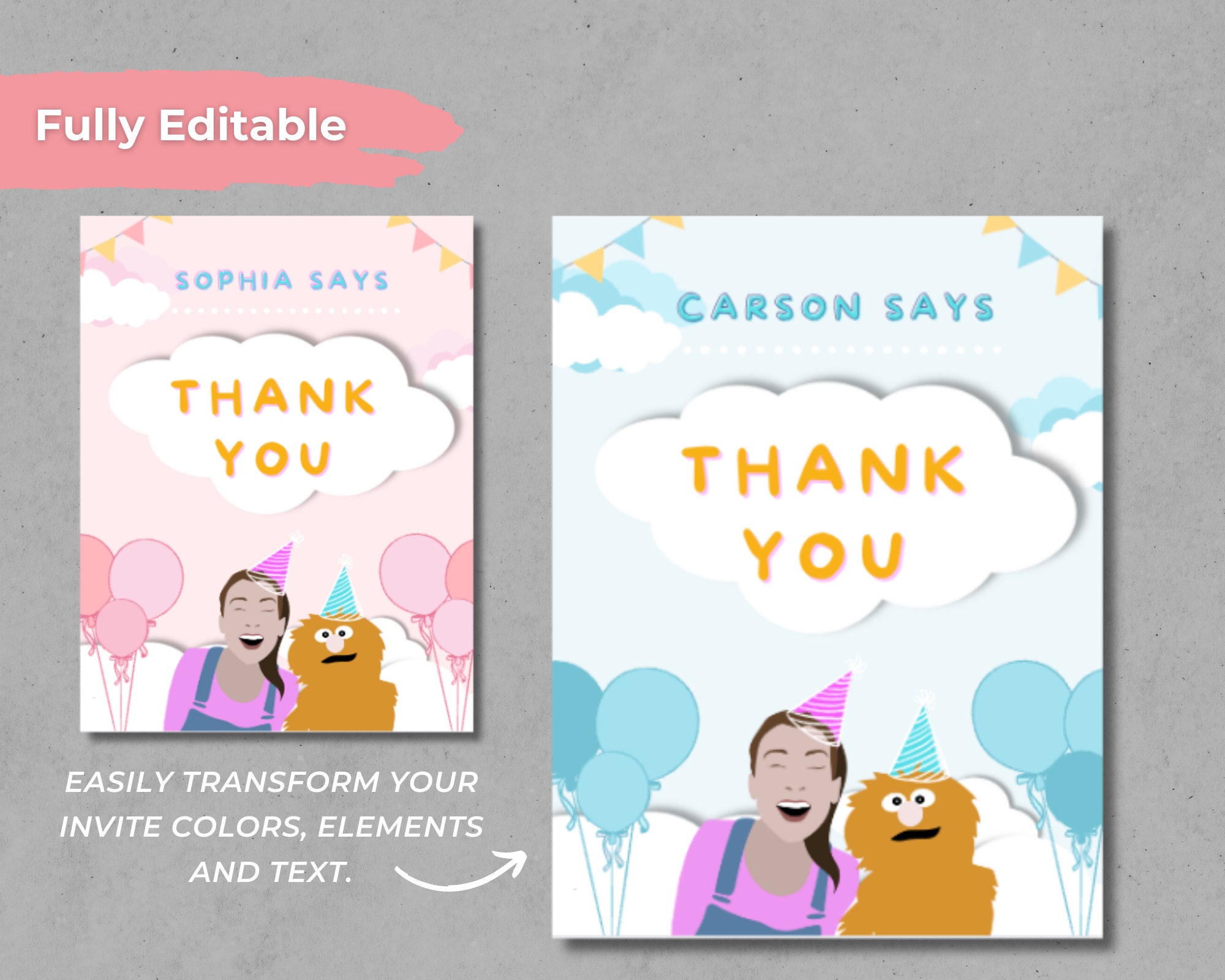 Ms Rachel Thank You Cards, Birthday Party Invites, Mrs Rachel, Song for ...