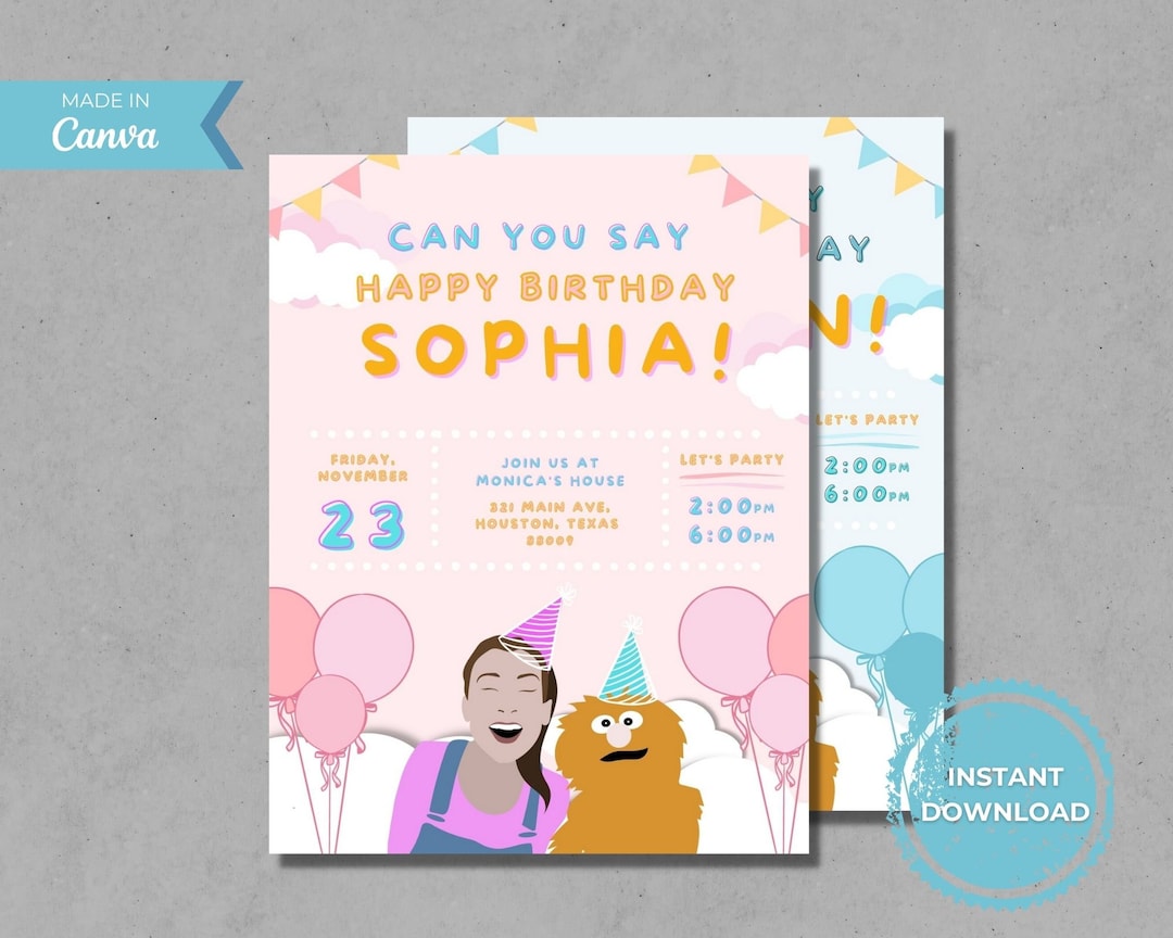 Ms Rachel Birthday Invitations Birthday Party Invites Mrs Etsy