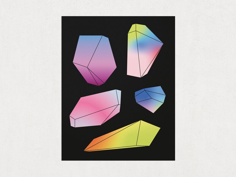 Gradient Gemstones PRINTABLE Crystals Gems Pattern Modern Wall Art ...